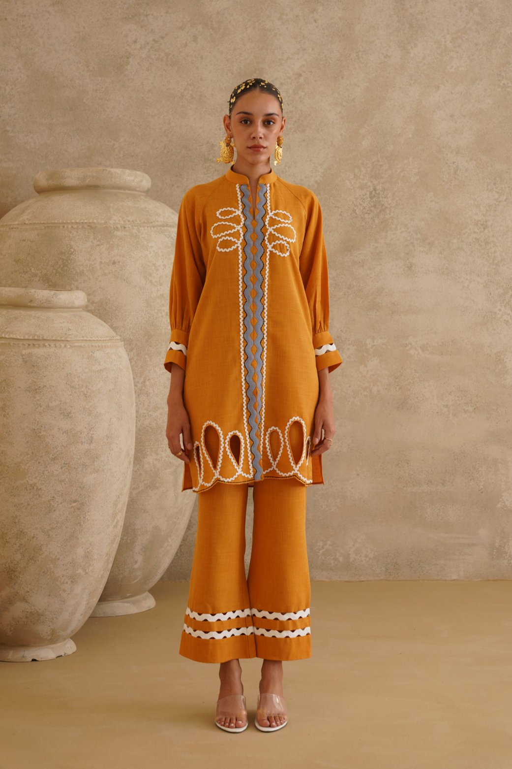 Mustard Yellow Ric-Rac Set – Vahni By Varnika Chadha