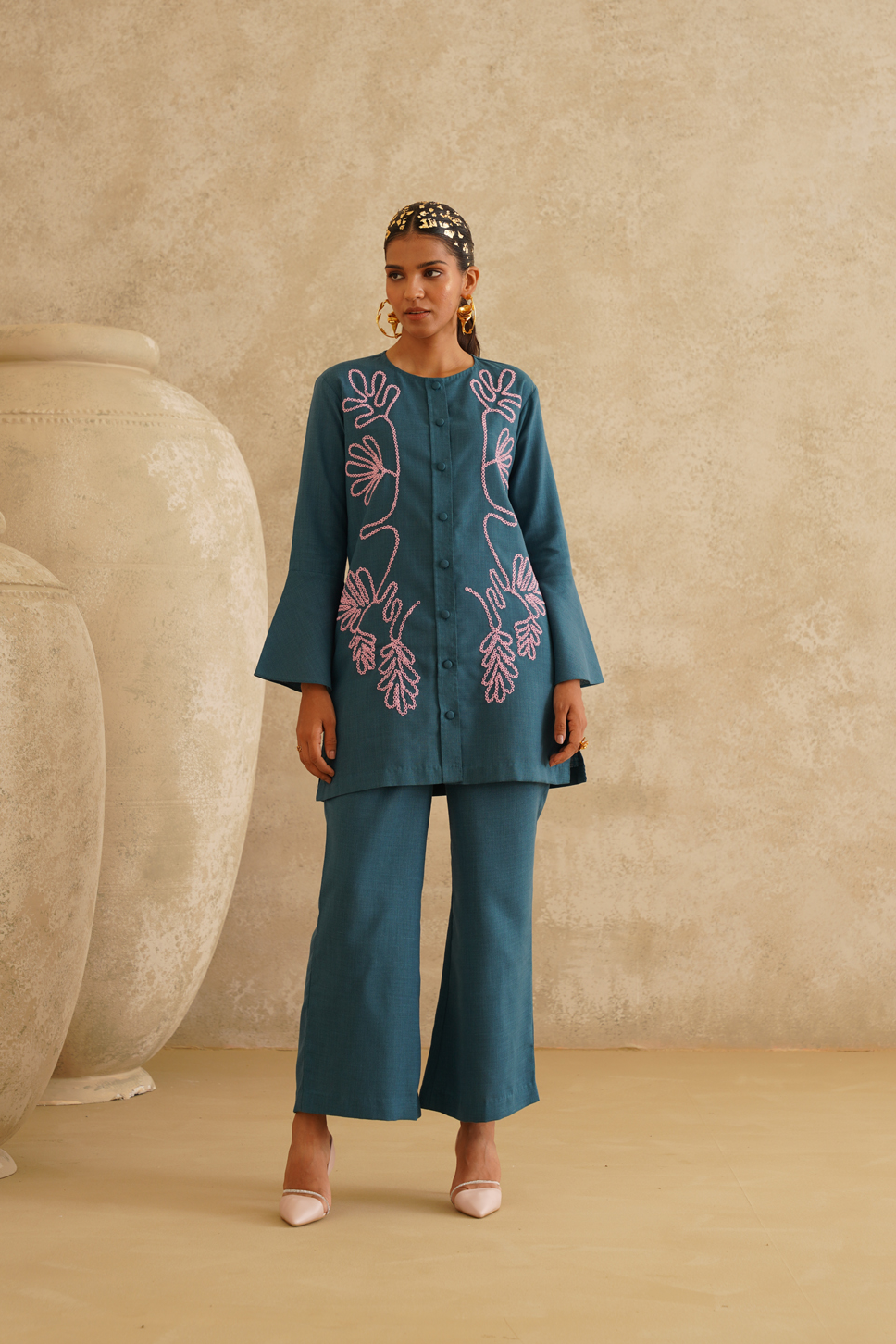 Teal with Pink Dori Set – Vahni By Varnika Chadha