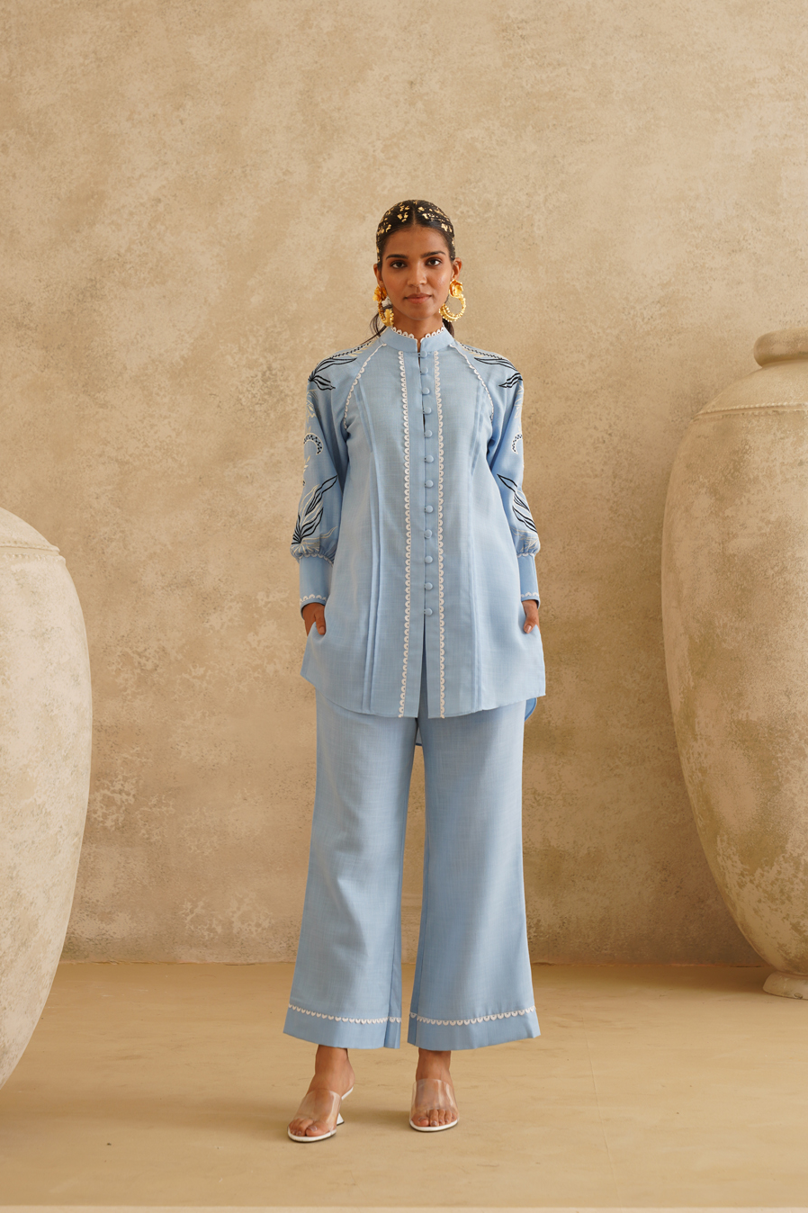 Cornflower Blue Lace Tunic Set – Vahni By Varnika Chadha